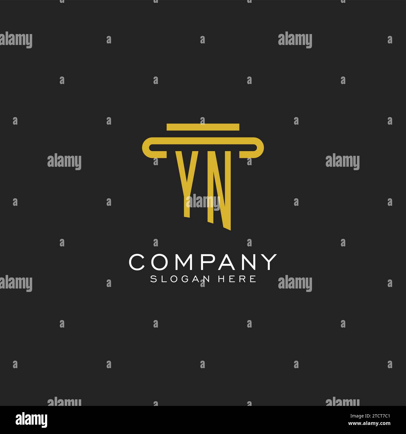 YN initial logo with simple pillar style design vector graphic Stock ...