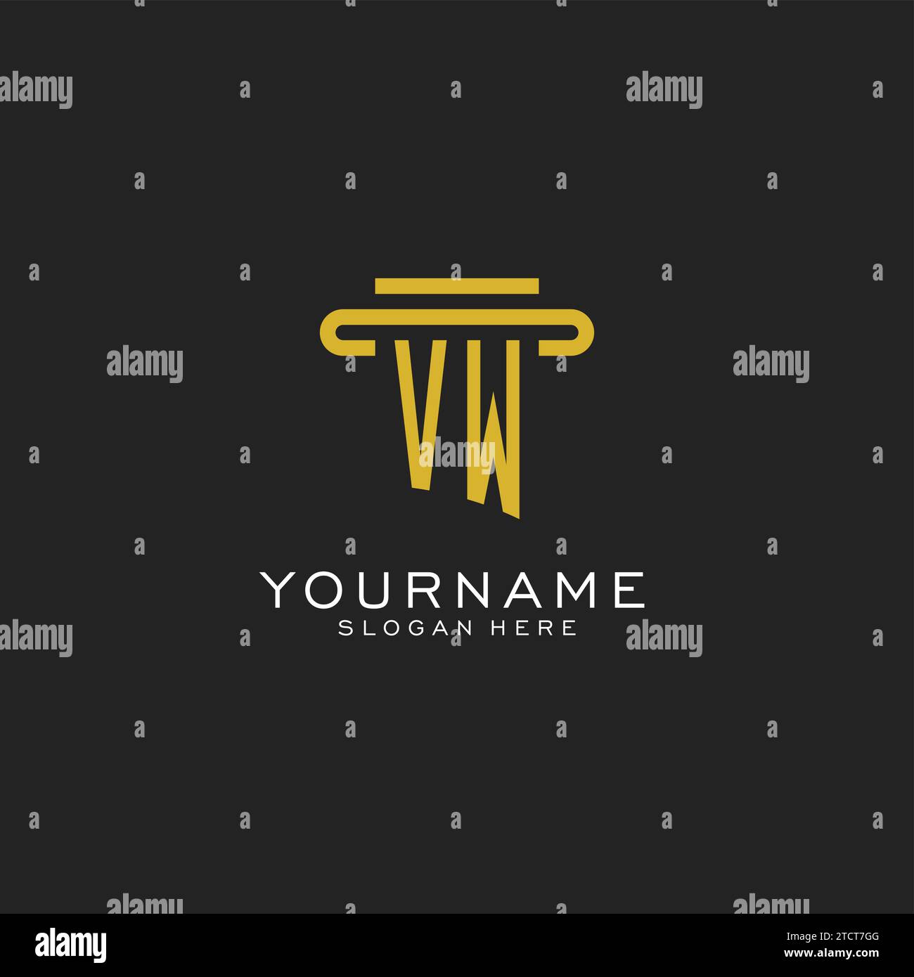 VW initial logo with simple pillar style design vector graphic Stock ...
