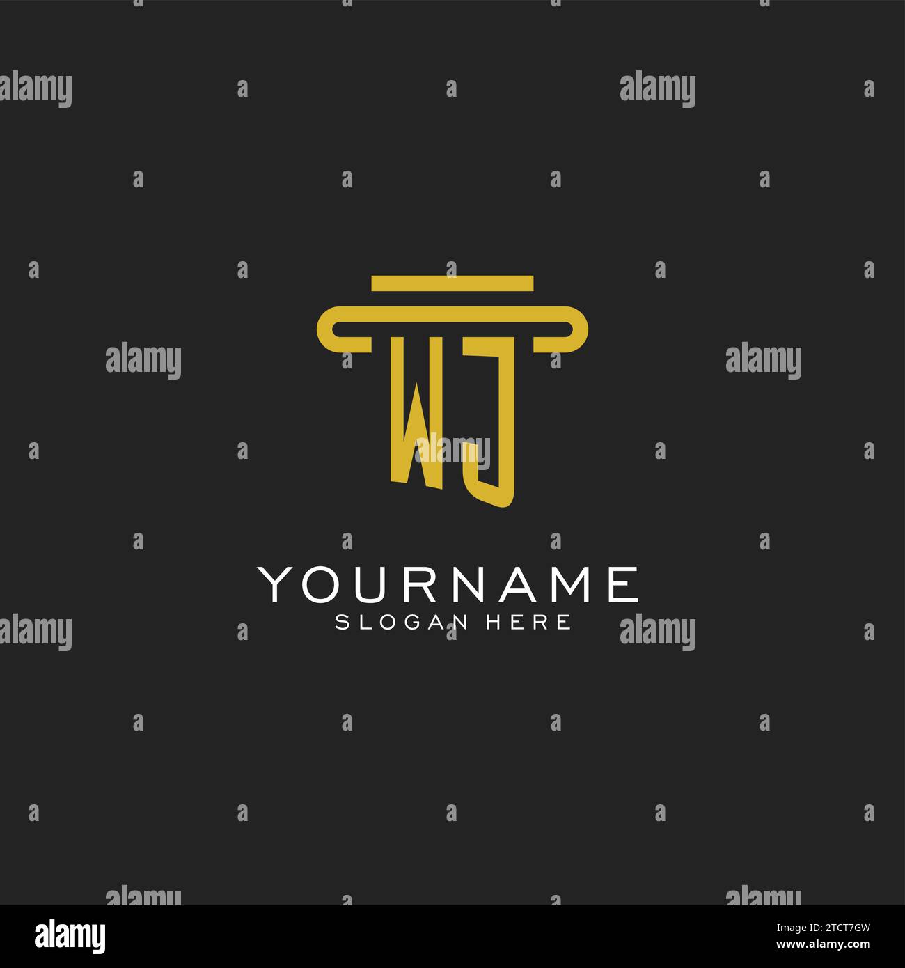 WJ initial logo with simple pillar style design vector graphic Stock ...