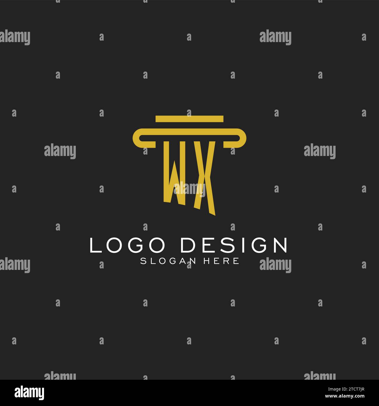 WX initial logo with simple pillar style design vector graphic Stock ...
