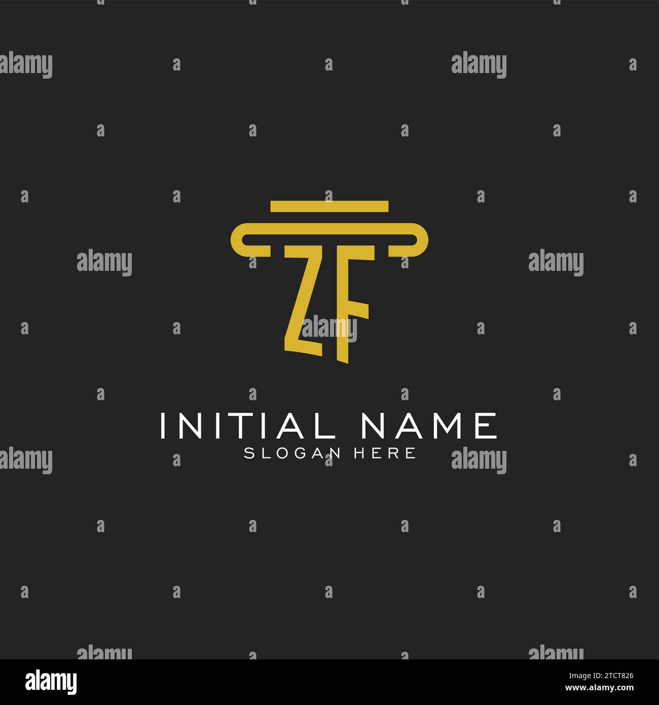 ZF initial logo with simple pillar style design vector graphic Stock ...