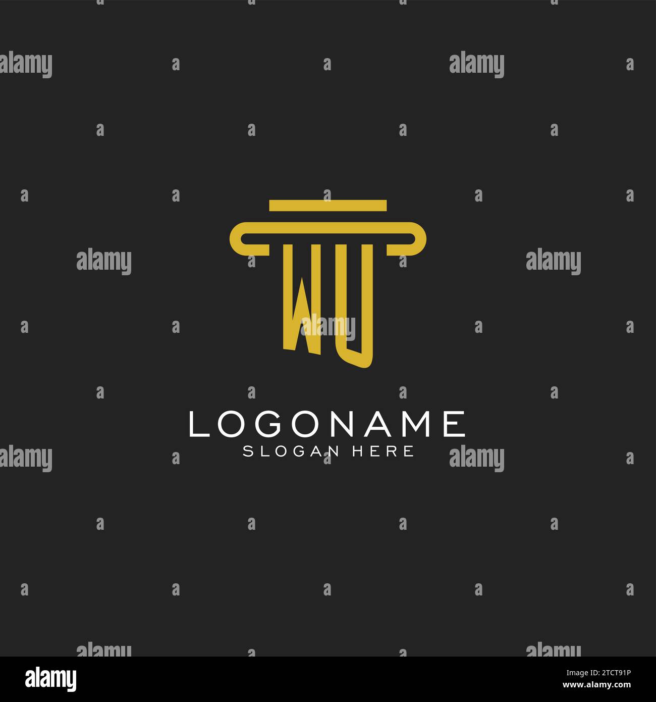 WU initial logo with simple pillar style design vector graphic Stock ...