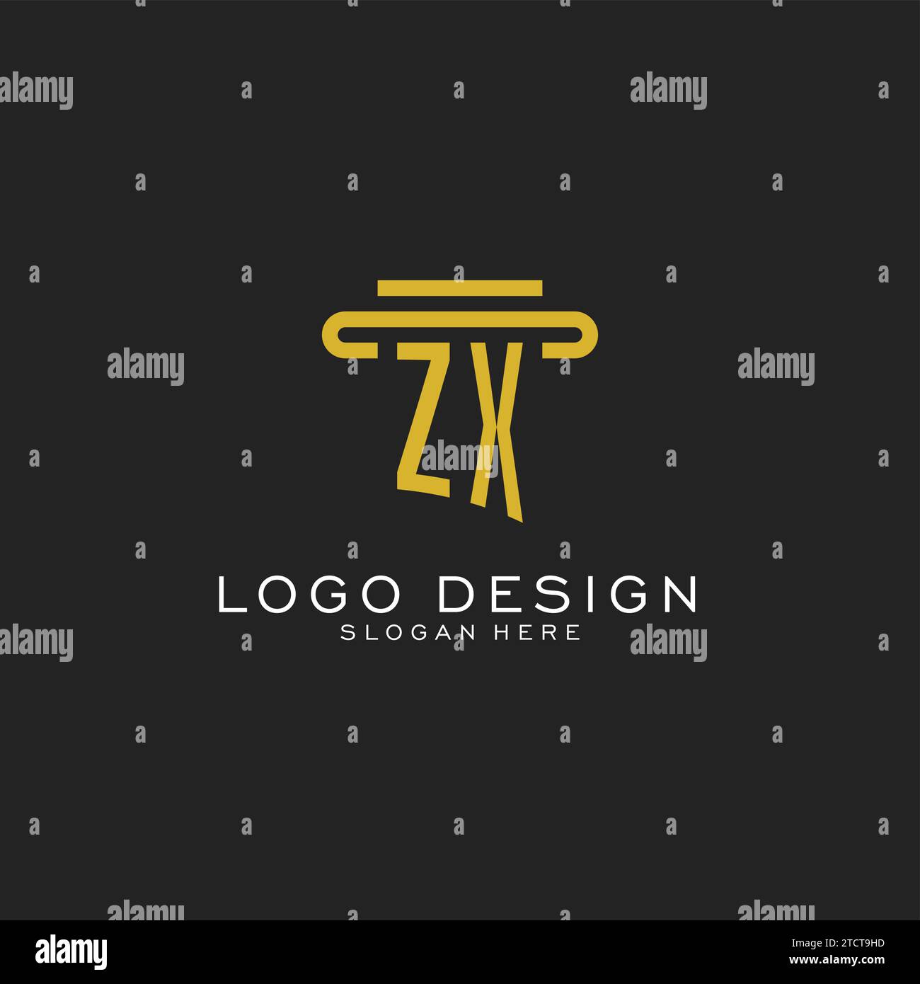 ZX initial logo with simple pillar style design vector graphic Stock ...