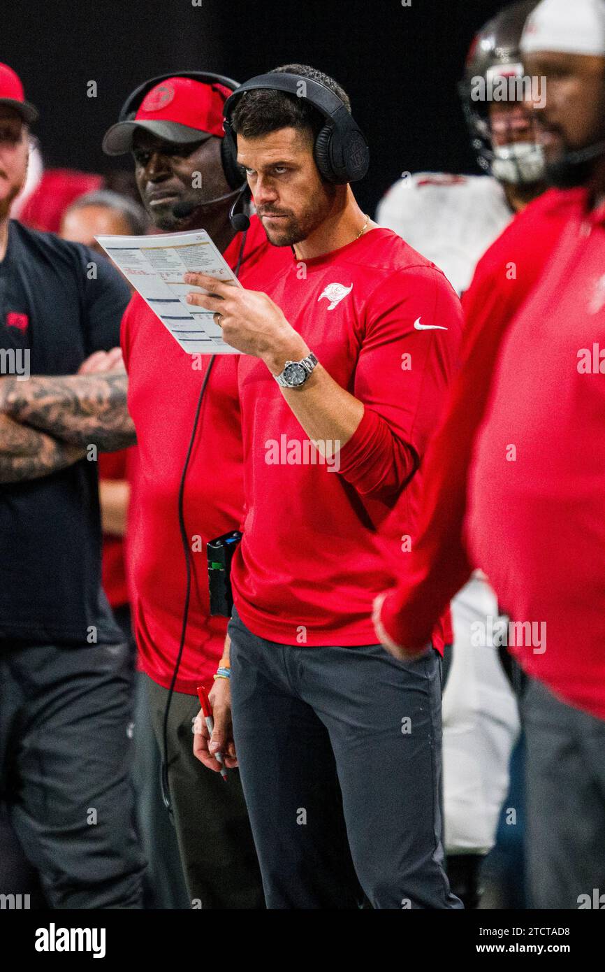 Tampa Bay Buccaneers Offensive Coordinator Dave Canales Works During The Second Half Of An Nfl