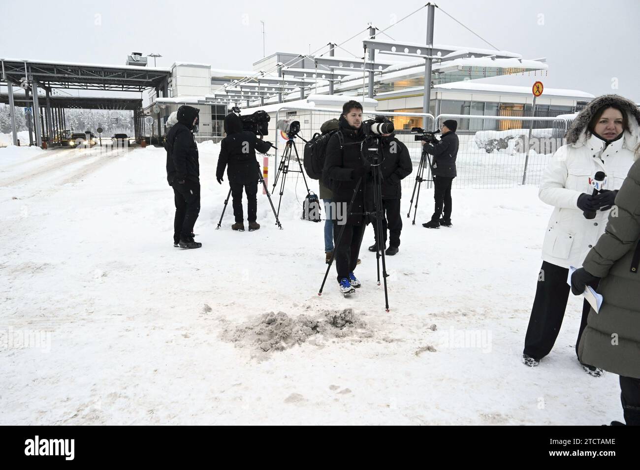 Virolahti, Finland. 14th Dec, 2023. Members of media at the opened ...