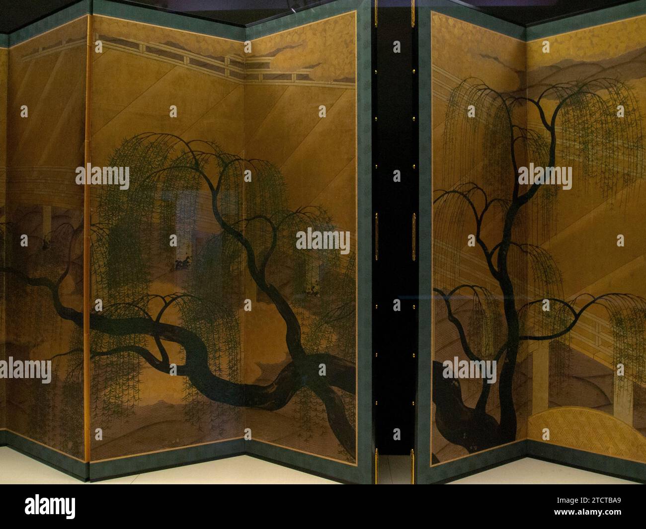 Bridge with Willow Trees and a Waterwheel. Artist unknow. Azuchi ...