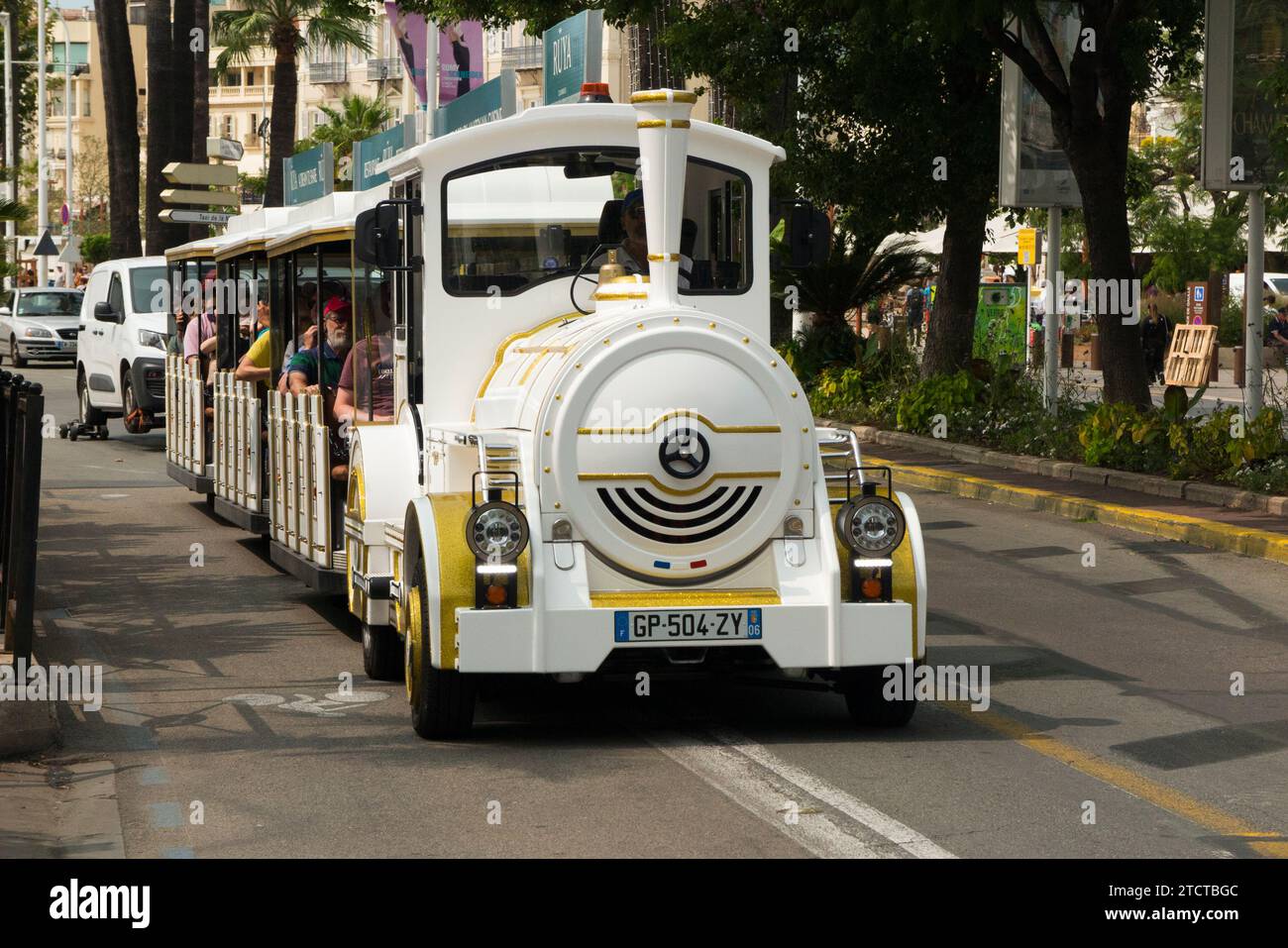 Tourist sightseeing train / trains with visitors enjoying tour of ...