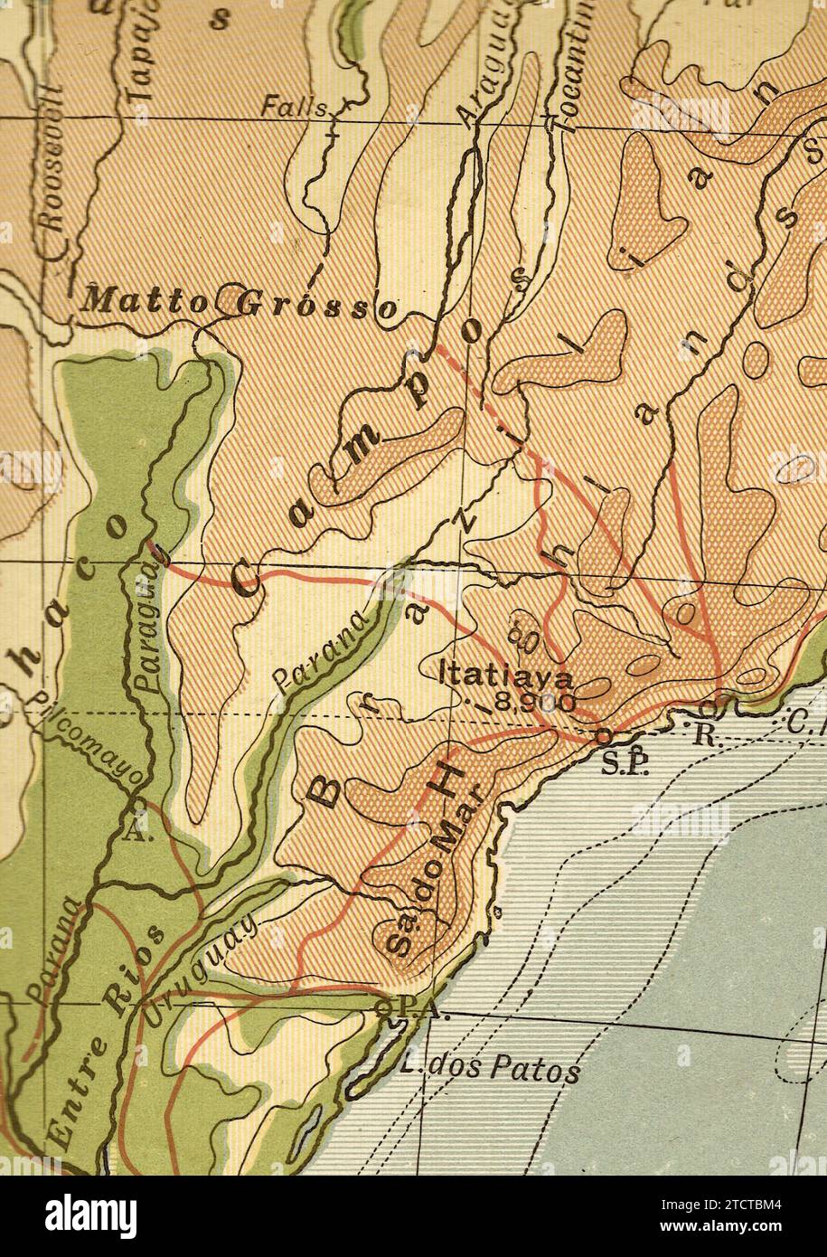 south america brazilian highlands map