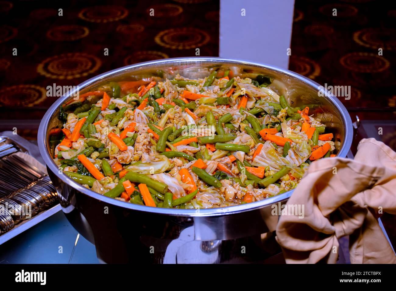Copsey dish on stain less in Buffet Stock Photo - Alamy