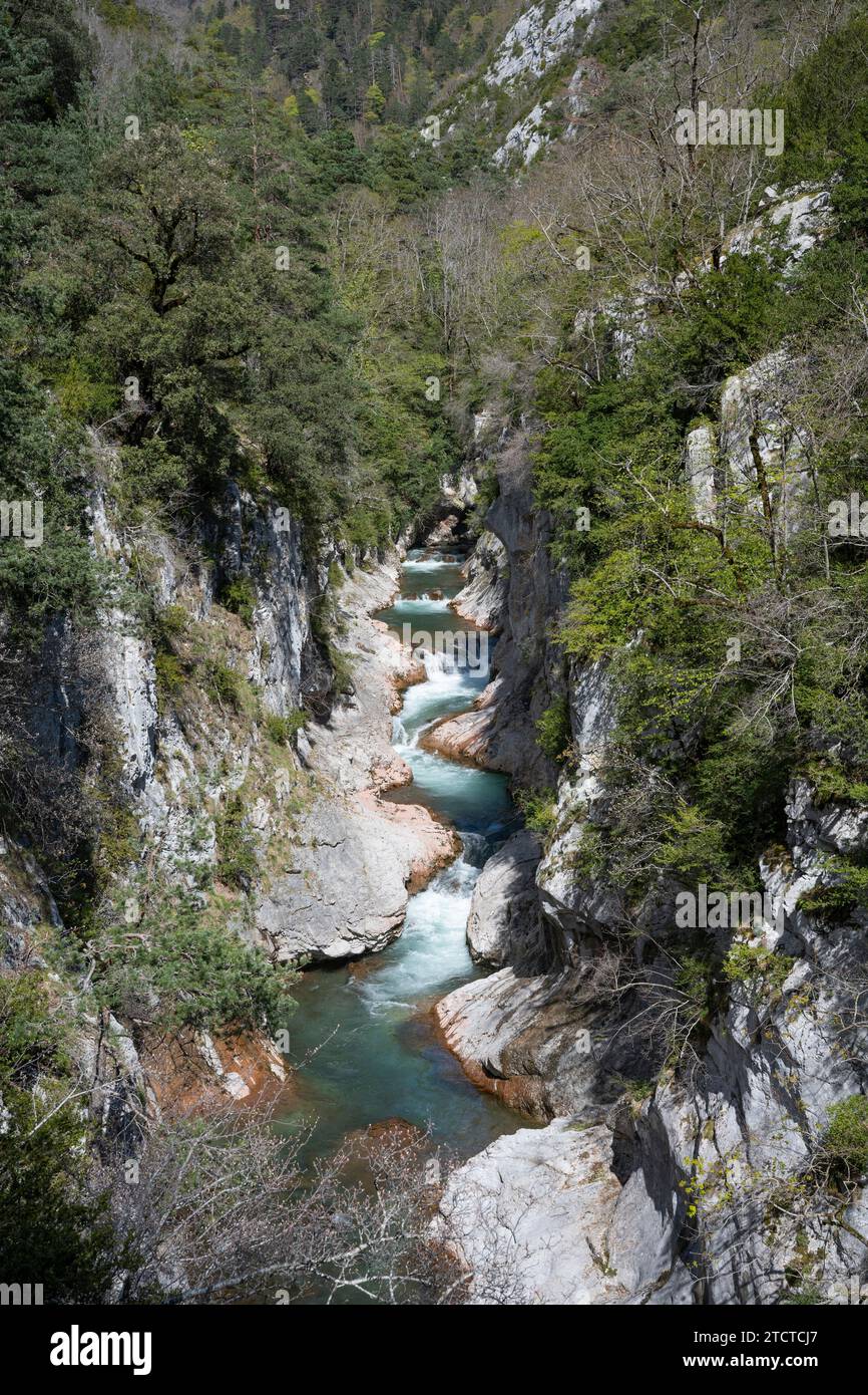 Hecho Valley in the Spanish Pyrenees, Huesca, Aragon, Spain Stock Photo ...