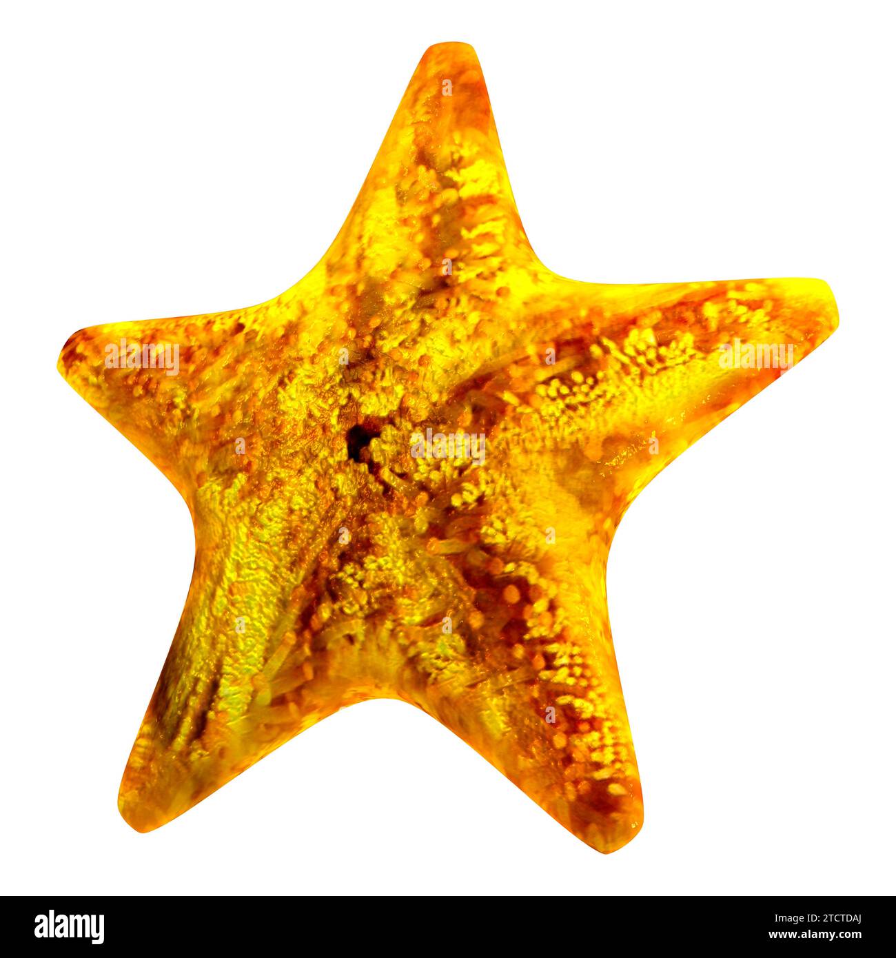 3D rendering of a yellow sea star isolated on white background Stock ...