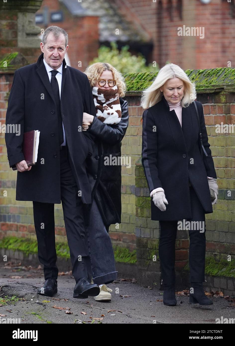 Alastair Campbell, Fiona Millar (right) and Grace Campbell arrive for ...