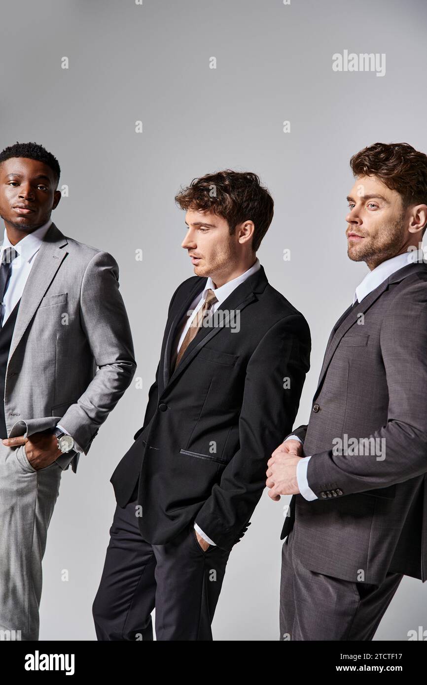 appealing stylish multicultural male models in business elegant smart ...