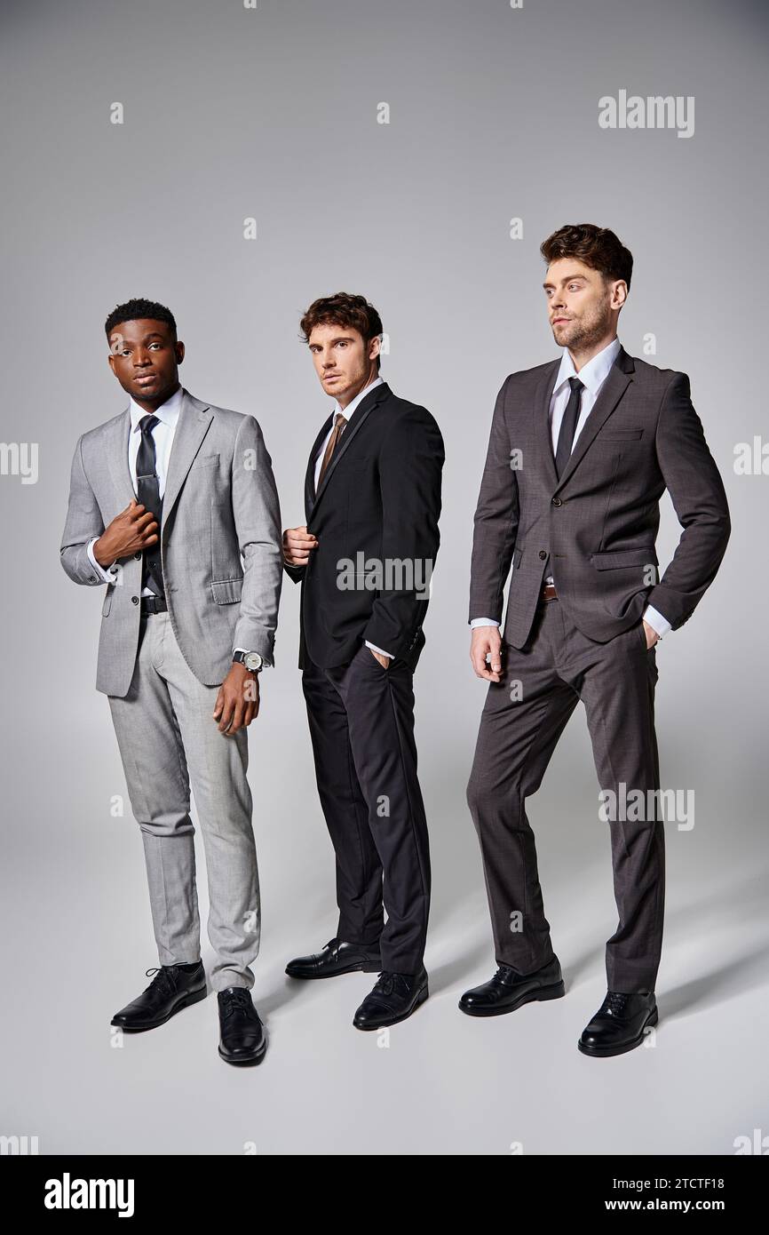 attractive stylish multicultural male models in business elegant smart ...
