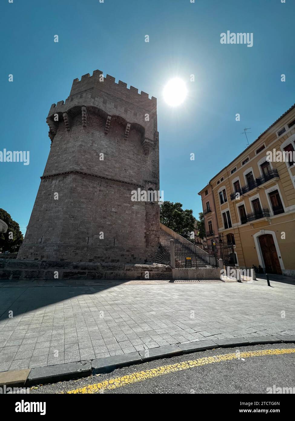Valencia, Spain - SEP 3, 2022: The Serrans Gate or Serranos Gate is one ...