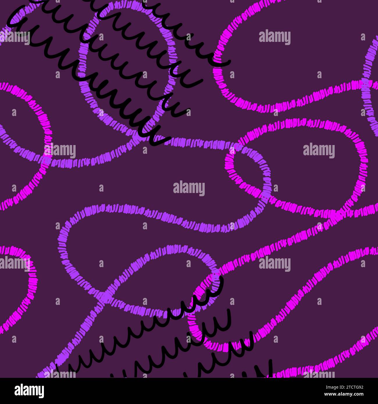Naive squiggle pattern with bright colored textured wavy lines on a ...