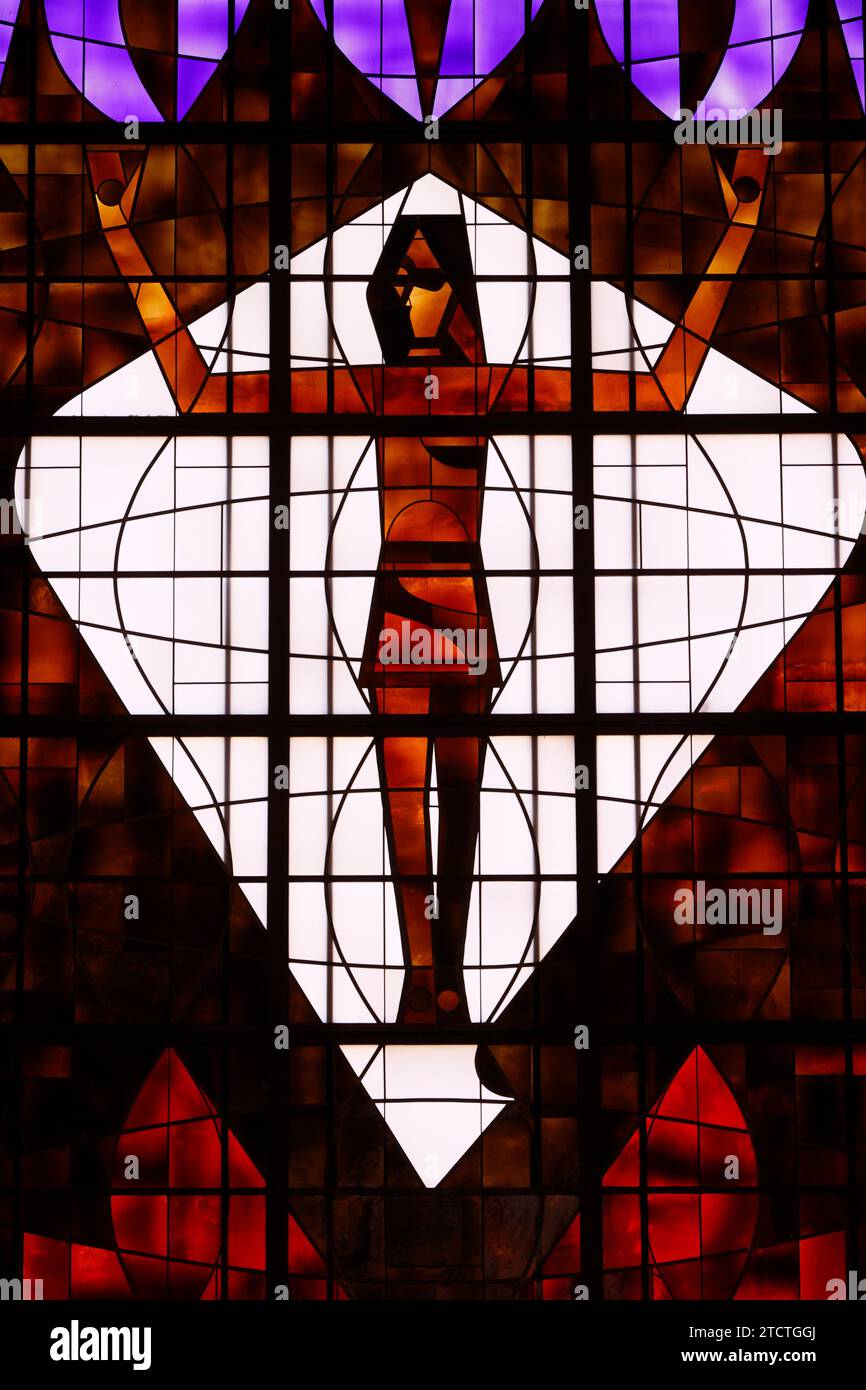 Sacred Heart church. Stained glass window by JC Morend. The ...