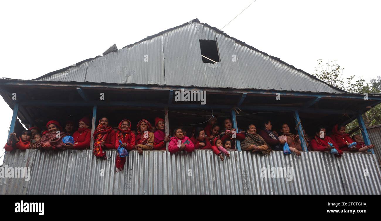 Dhading, Bagmati, Nepal. 14th Dec, 2023. Women gather to offer prayers ...
