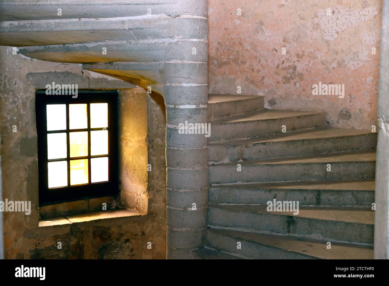 Old stairs and window in a castel Stock Photo - Alamy