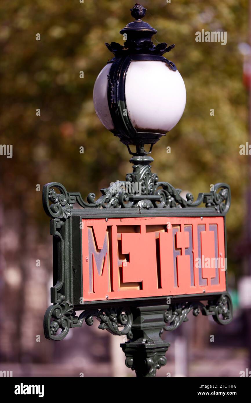 Close-up of a sign for a Paris Metro station. Paris. France Stock Photo ...