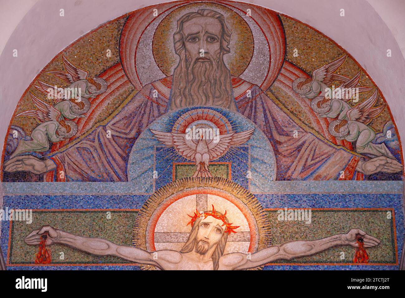 The Basilique de la Visitation. Holy Trinity. The crucifixion, Jesus on ...