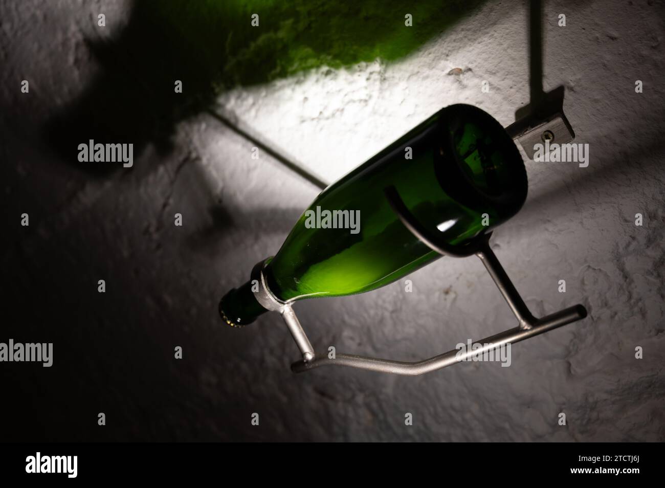Sediment in bottle. Traditional method of production of cremant ...