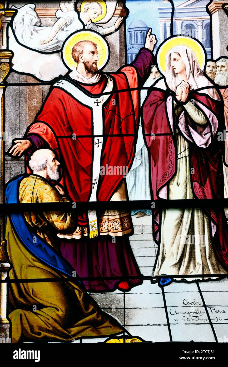 Saint Augustin church. Stained glass. Saint Monica mother of Saint ...
