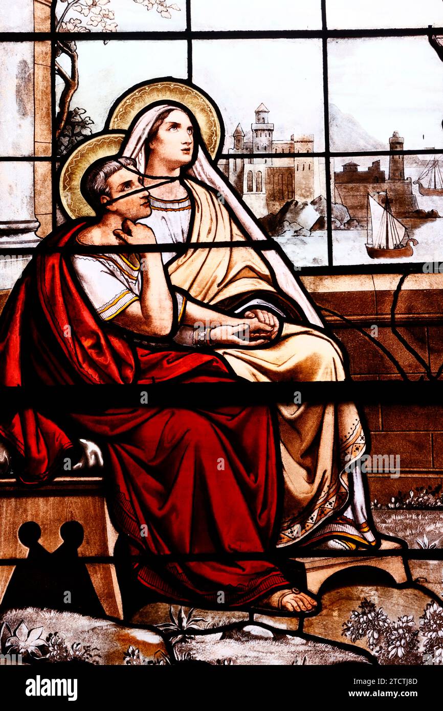 Saint Augustin church. Stained glass. Life of Saint Augustine of Hippo ...