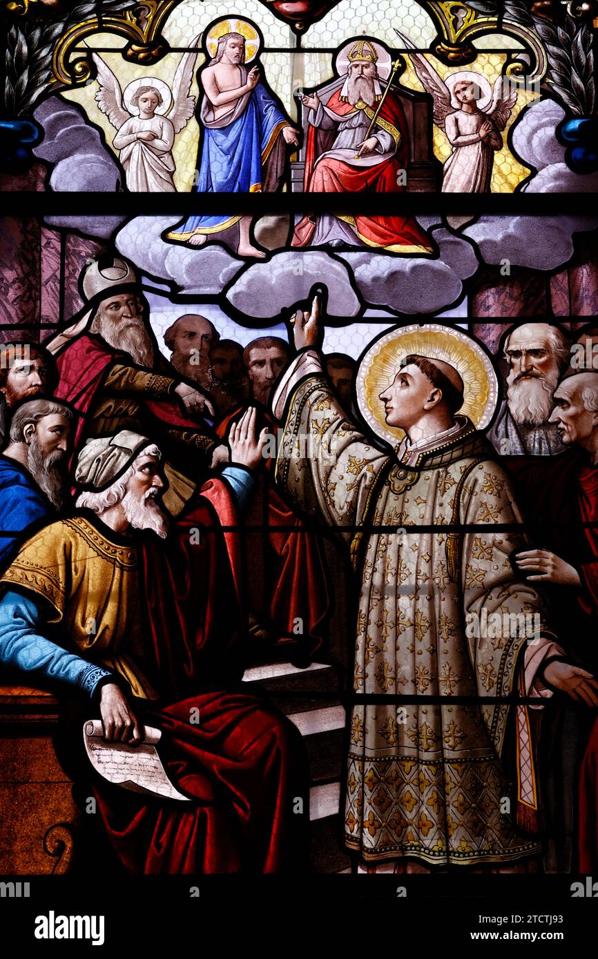 Saint Augustin church. Stained glass. Saint Stephen was a deacon in the ...