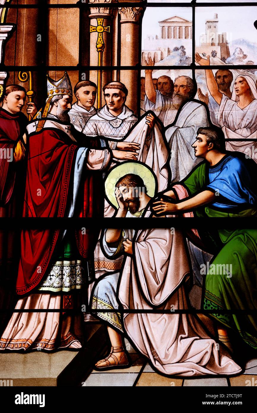 Saint Augustin church. Stained glass. Life of Saint Augustine of Hippo ...