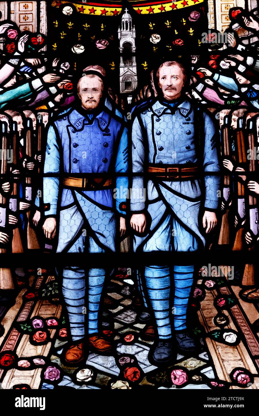 Saint Augustin church. Stained glass. Soldiers of the First World War ...