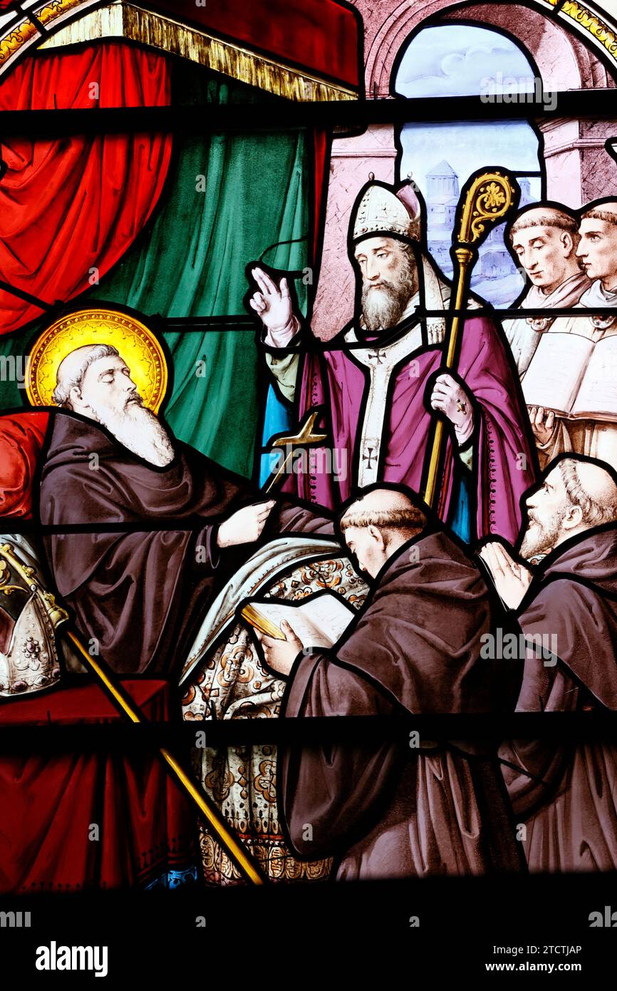 Saint Augustin church. Stained glass. Life of Saint Augustine of Hippo ...