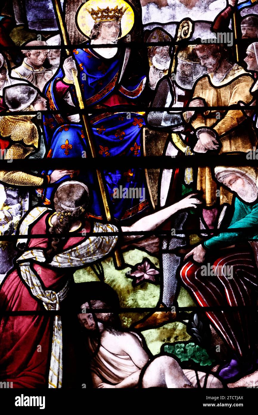 Saint Martin church. Stained glass. King Louis IX ( Saint Louis ...