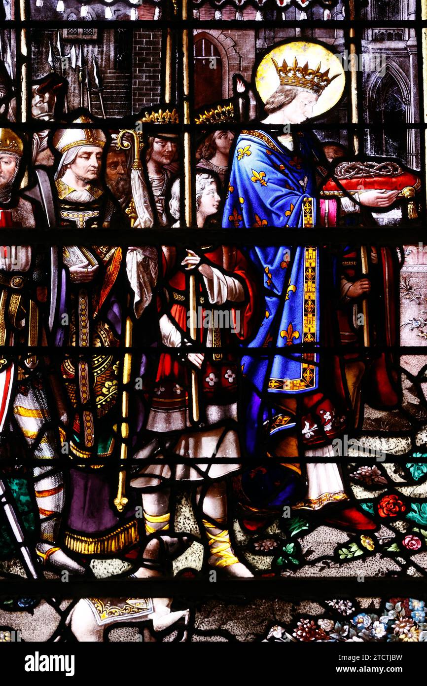 Saint Martin church. Stained glass. Louis IX of France ( Saint Louis ...