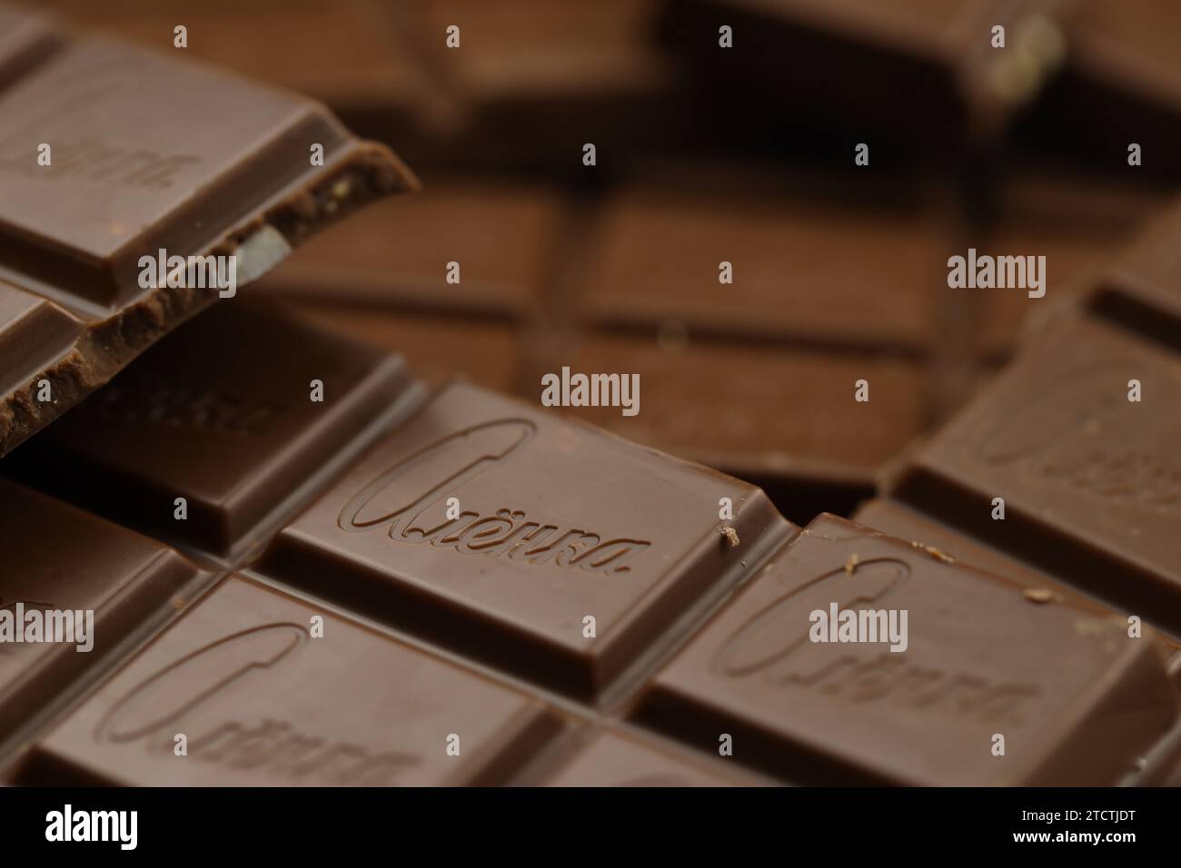 KHARKIV, UKRAINE - JANUARY 27, 2021 Alyonka chocolate square bars ...