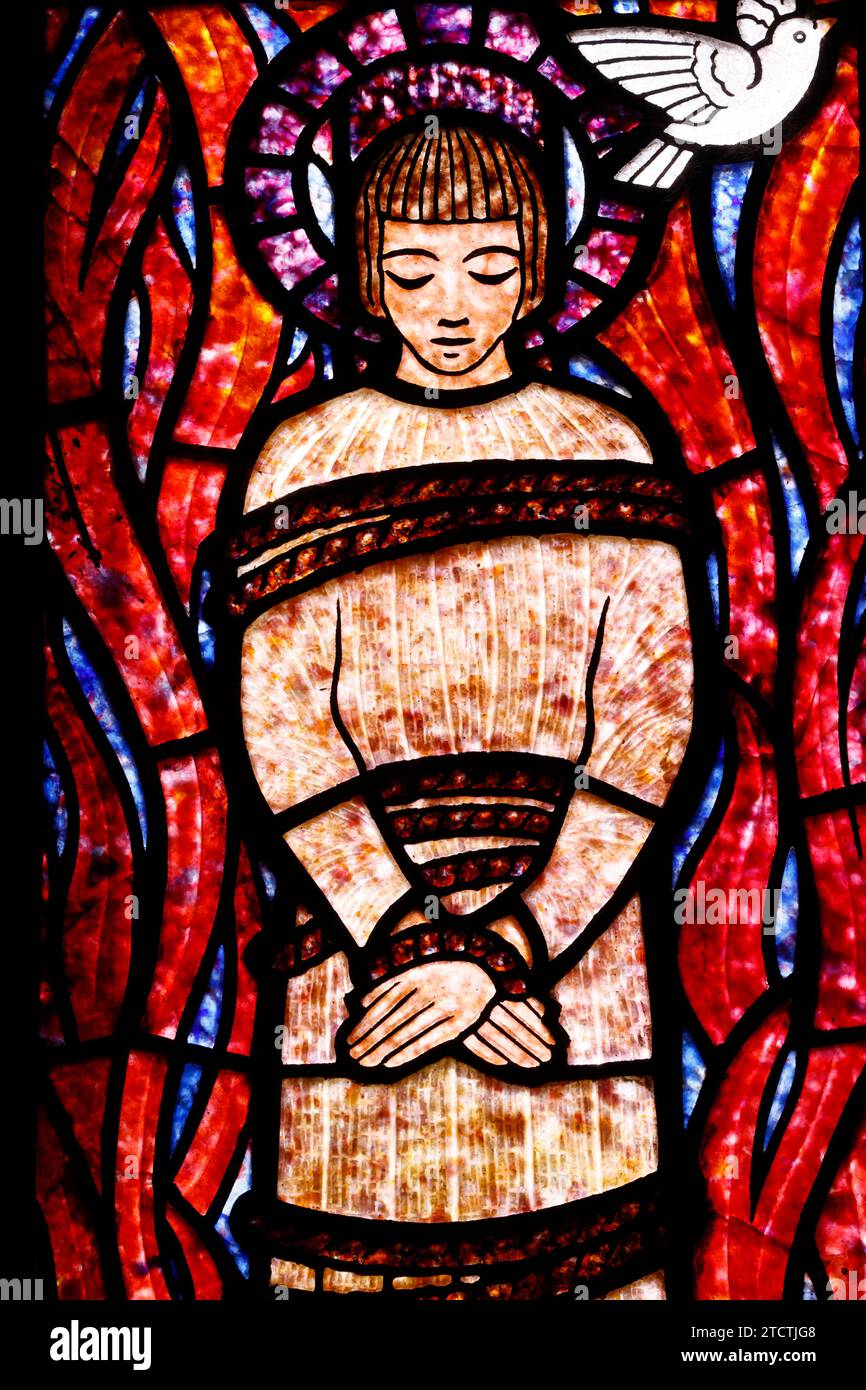Saint Helier church. Stained glass by Francois Decorchemont. Joan of ...