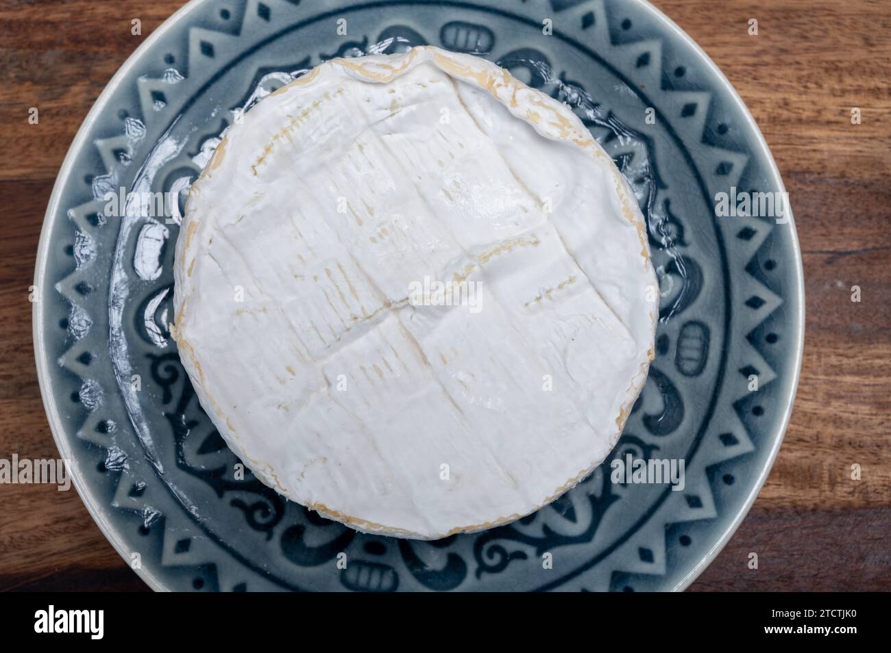 French soft Camembert cheese, original Camembert de Normandie, close up ...