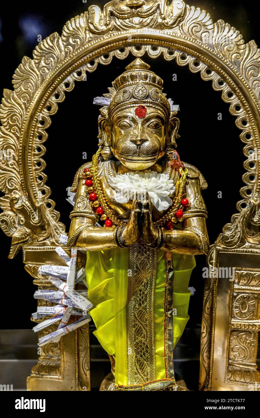 Murthi (God statue) in Sri Ayyappan hindu temple, Paris. Hanuman Stock ...