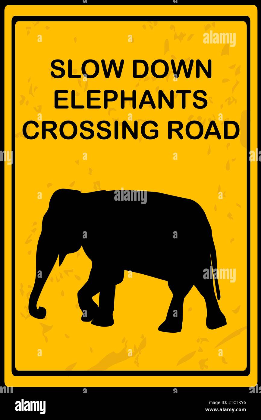 Slow Down Elephants Crossing Road sign Stock Vector Image & Art - Alamy