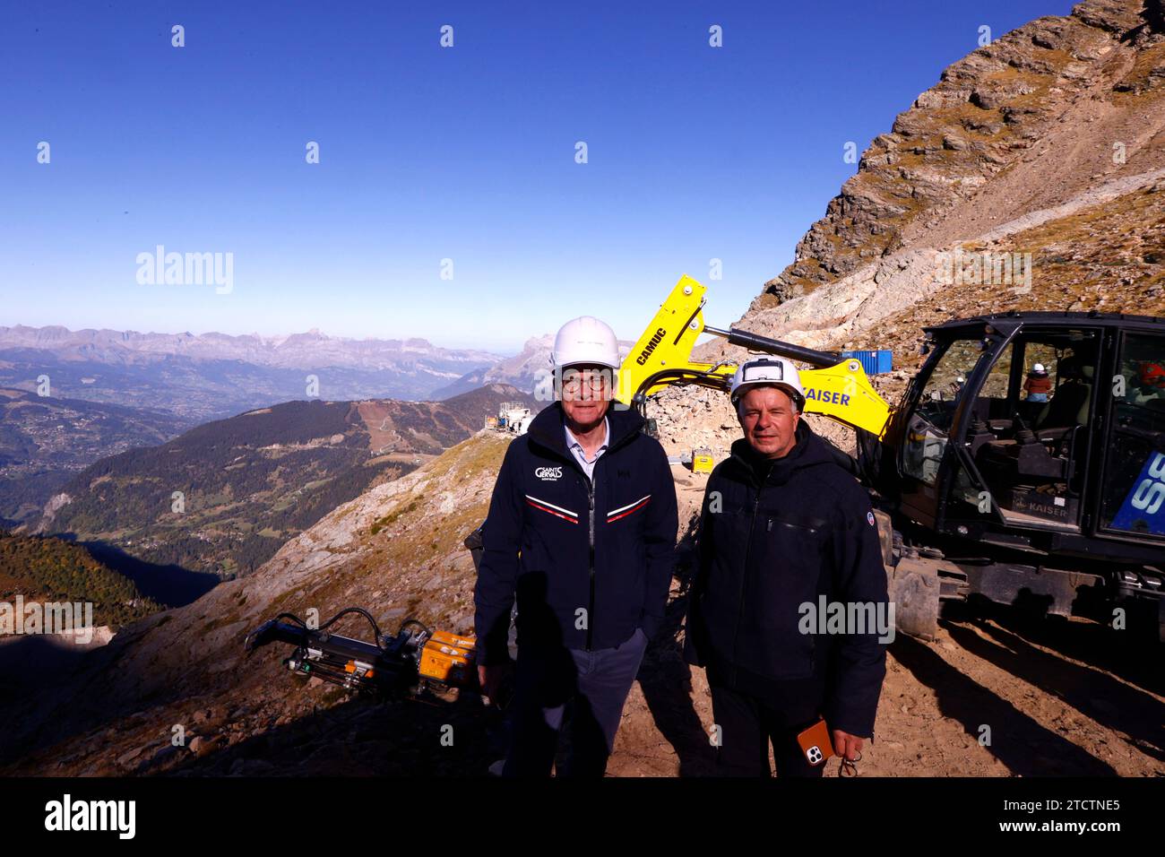 French Alps. Construction site on The Mont Blanc Tramway (TMB) the ...