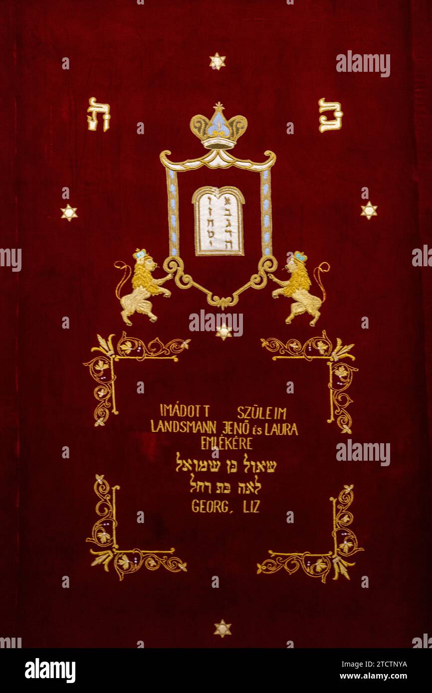Great synagogue of Budapest, Hungary. Torah ark curtain Stock Photo - Alamy