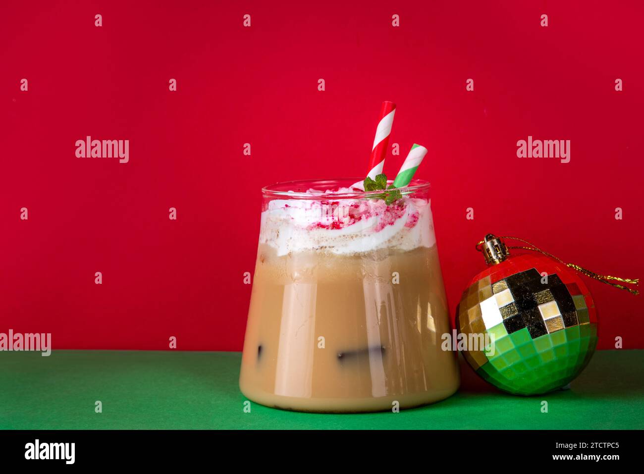 Iced Peppermint Mocha or Latte, Christmas coffee drink with crushed ...