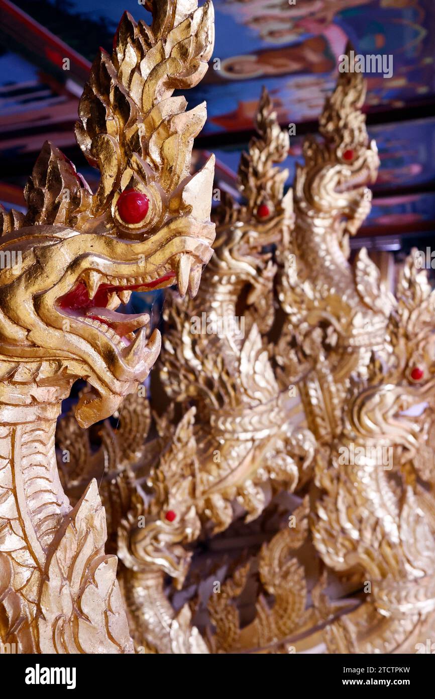 Wat Sras Chak. Close up of dragon heads. Phnom Penh; Cambodia Stock ...
