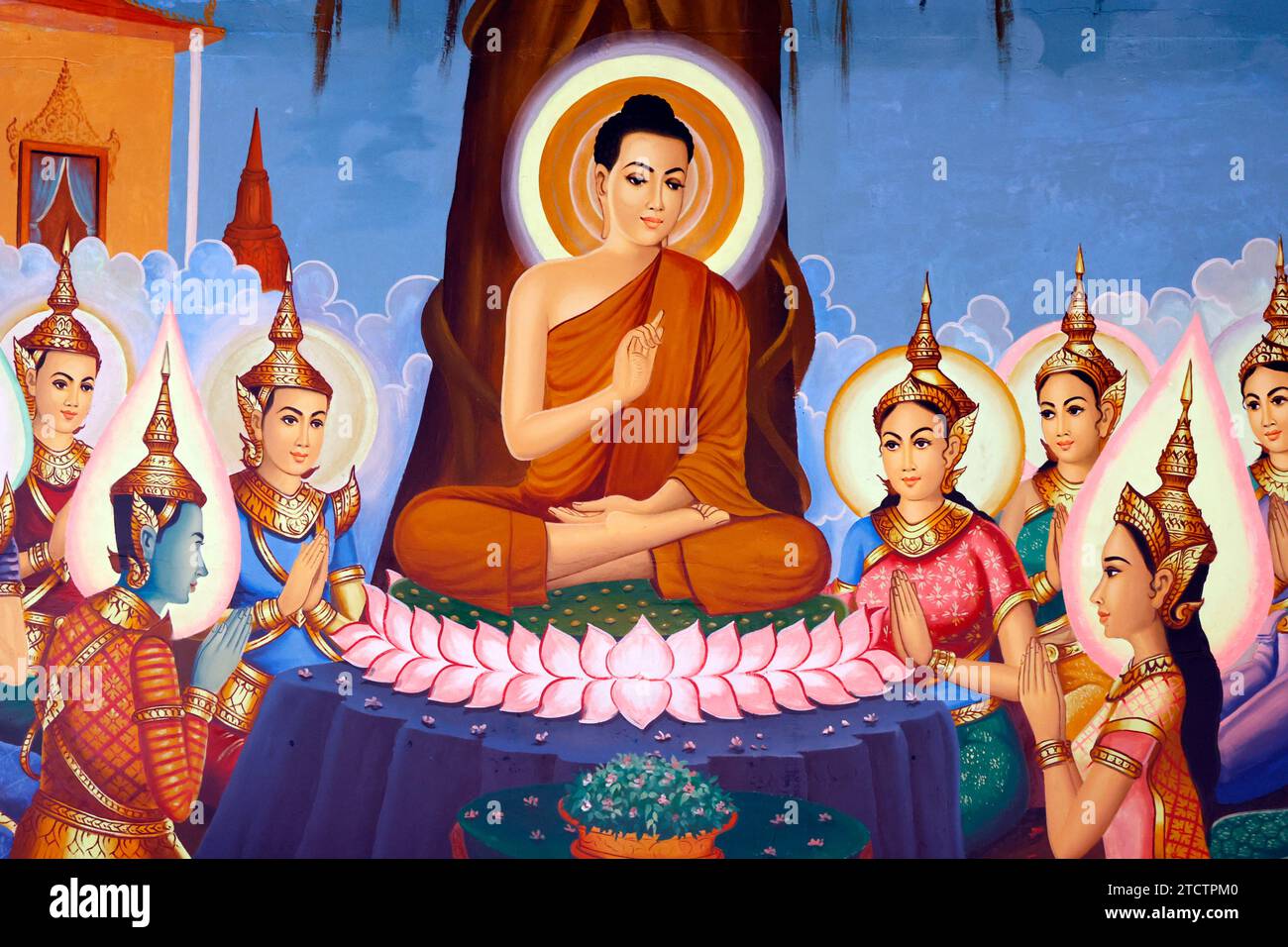 Wat Sras Chak. Life of Siddhartha Gautama, the Buddha. Phnom Penh ...