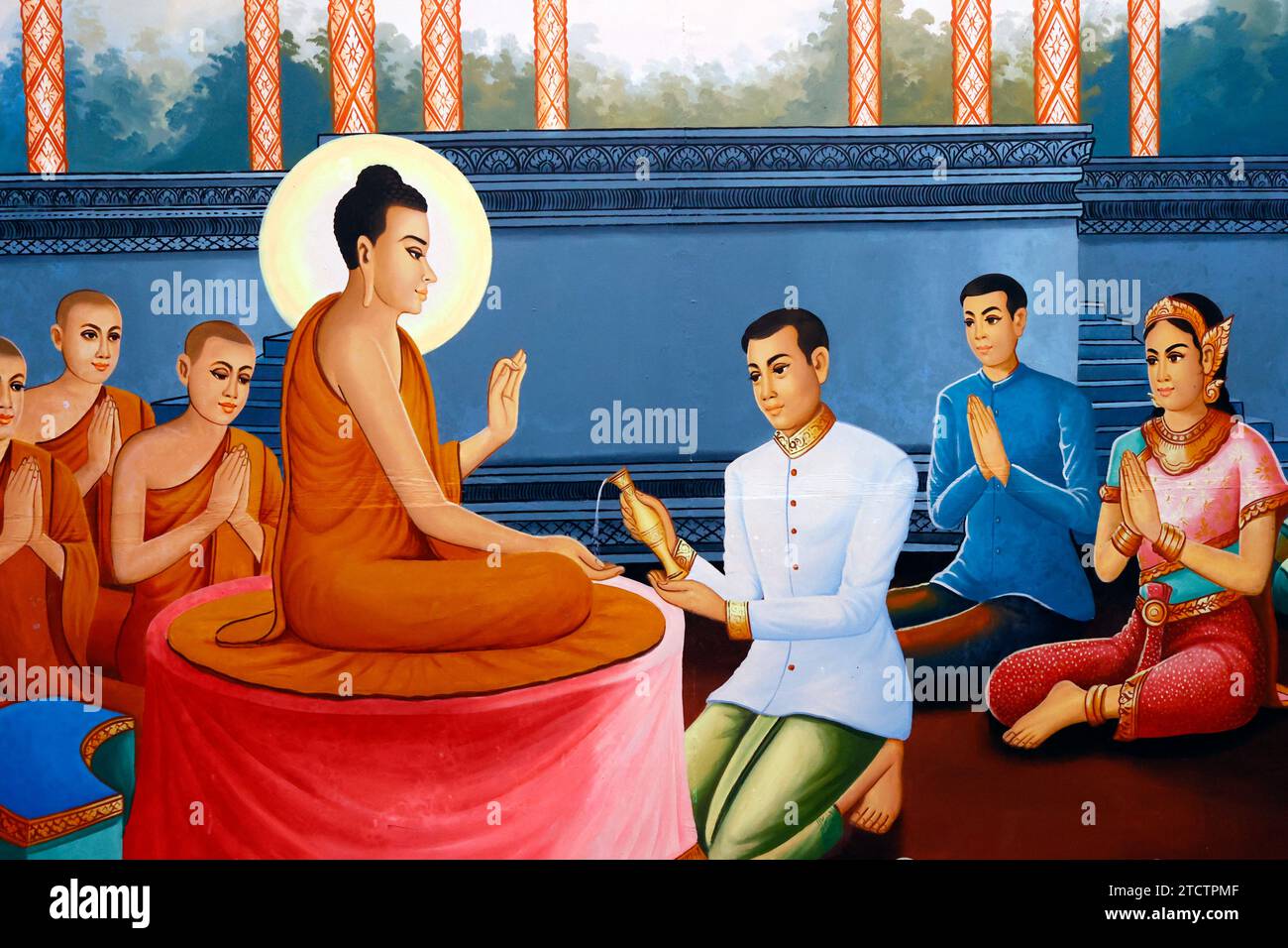 Wat Sras Chak. Life of Siddhartha Gautama, the Buddha. Phnom Penh ...