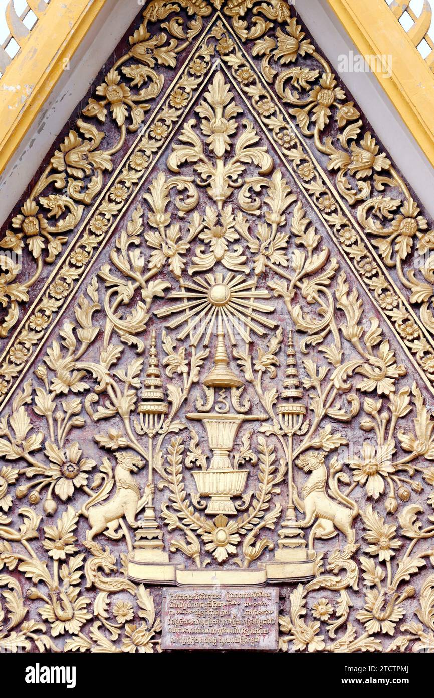 Royal palace complex. Khmer style roof architecture. Phnom Penh ...