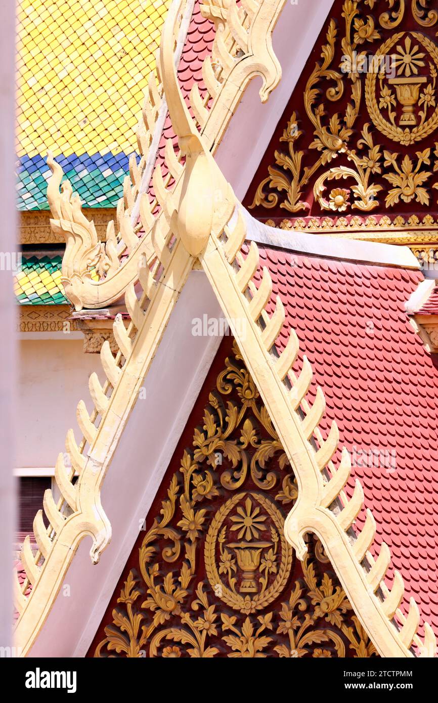 Royal palace complex. Khmer style roof architecture. Phnom Penh ...