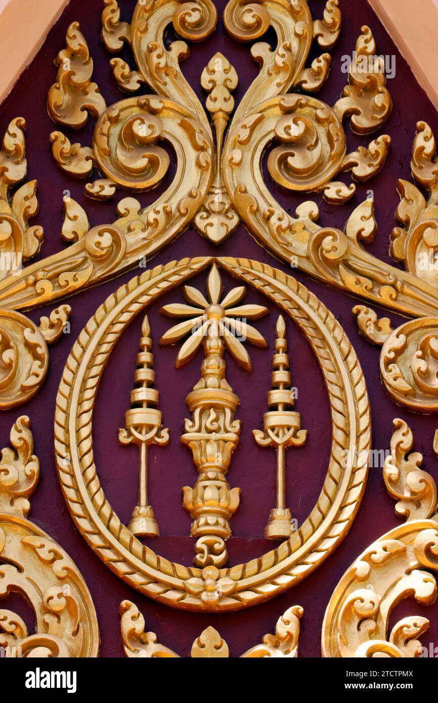 Royal palace complex. Khmer style roof architecture. Phnom Penh ...