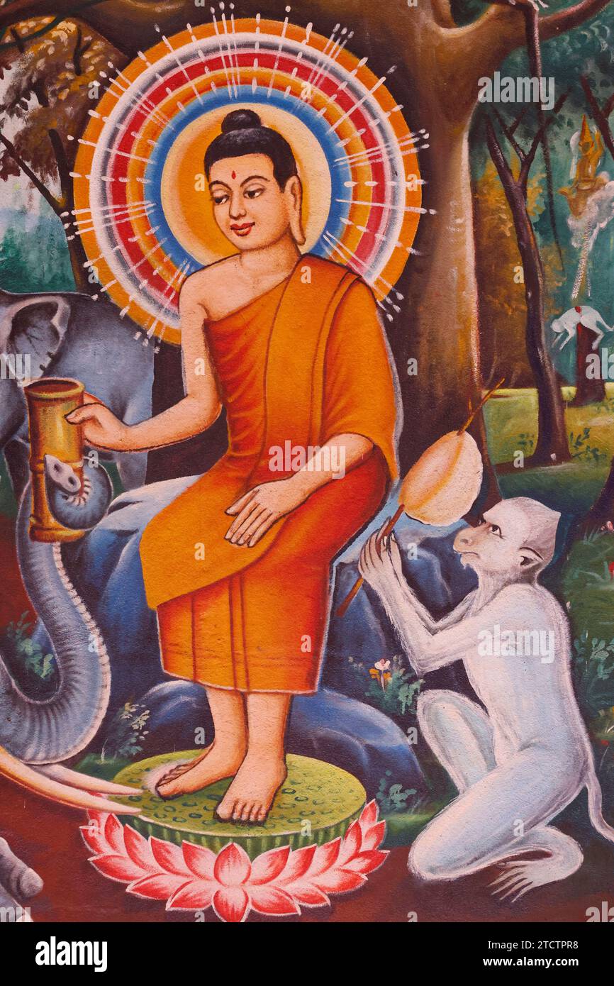 Buddha and the monkey and elephant hi-res stock photography and images ...