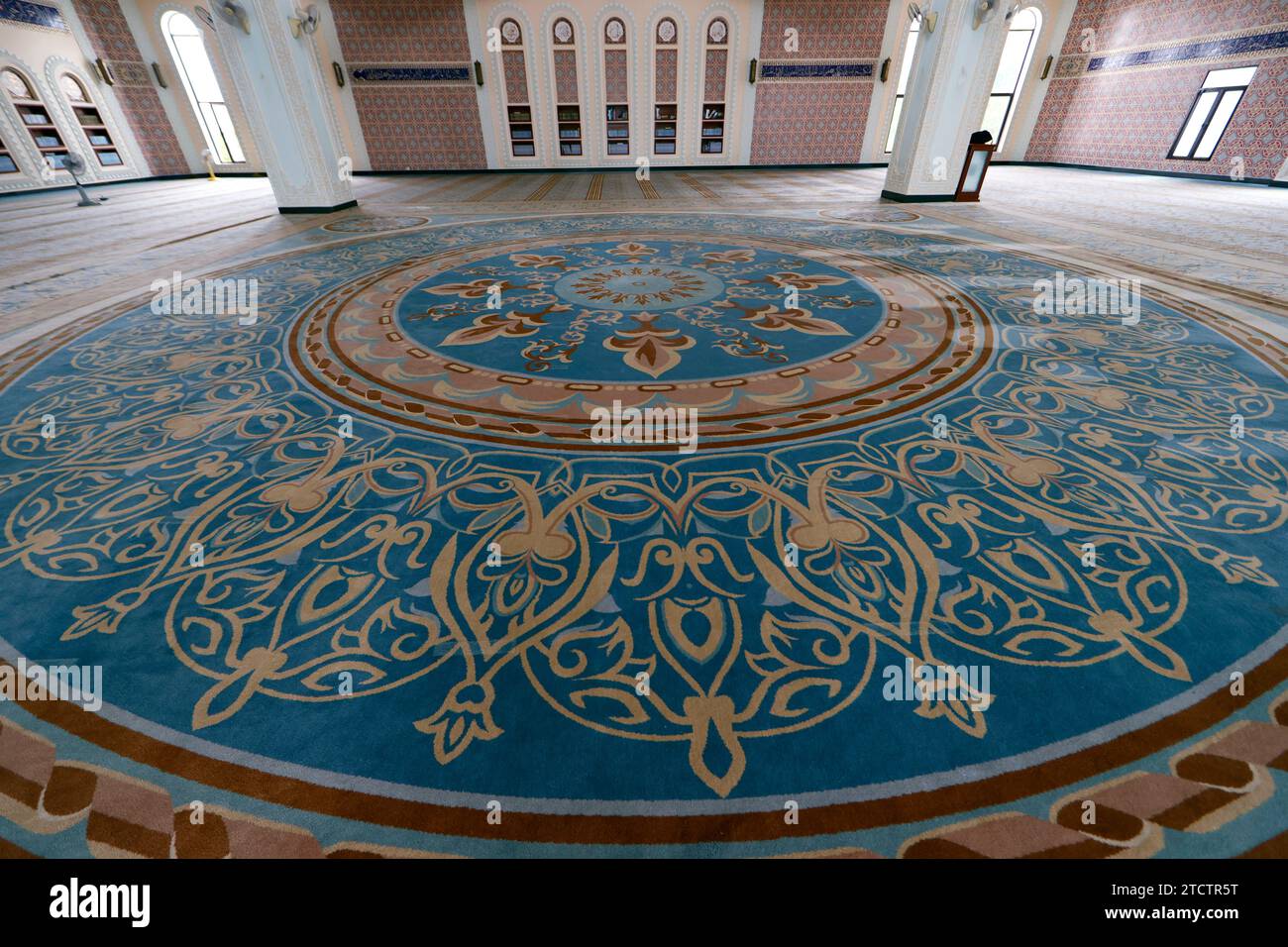 Al-Serkal Mosque. Prayer room view with carpet. Phnom Penh. Cambodia ...